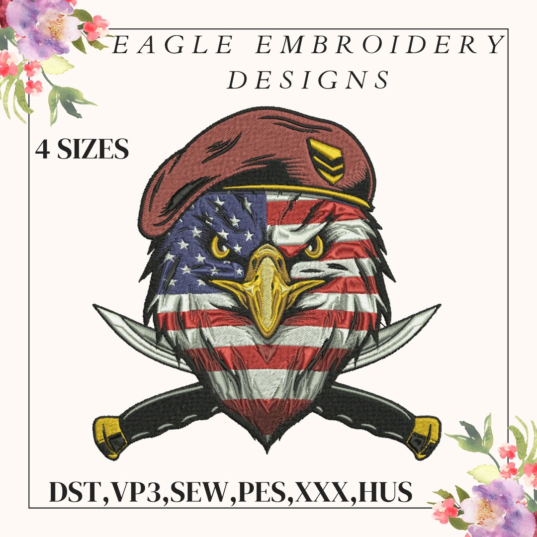 Eagle Embroidery Design, American Eagle Head Machine Embroidery, USA ...
