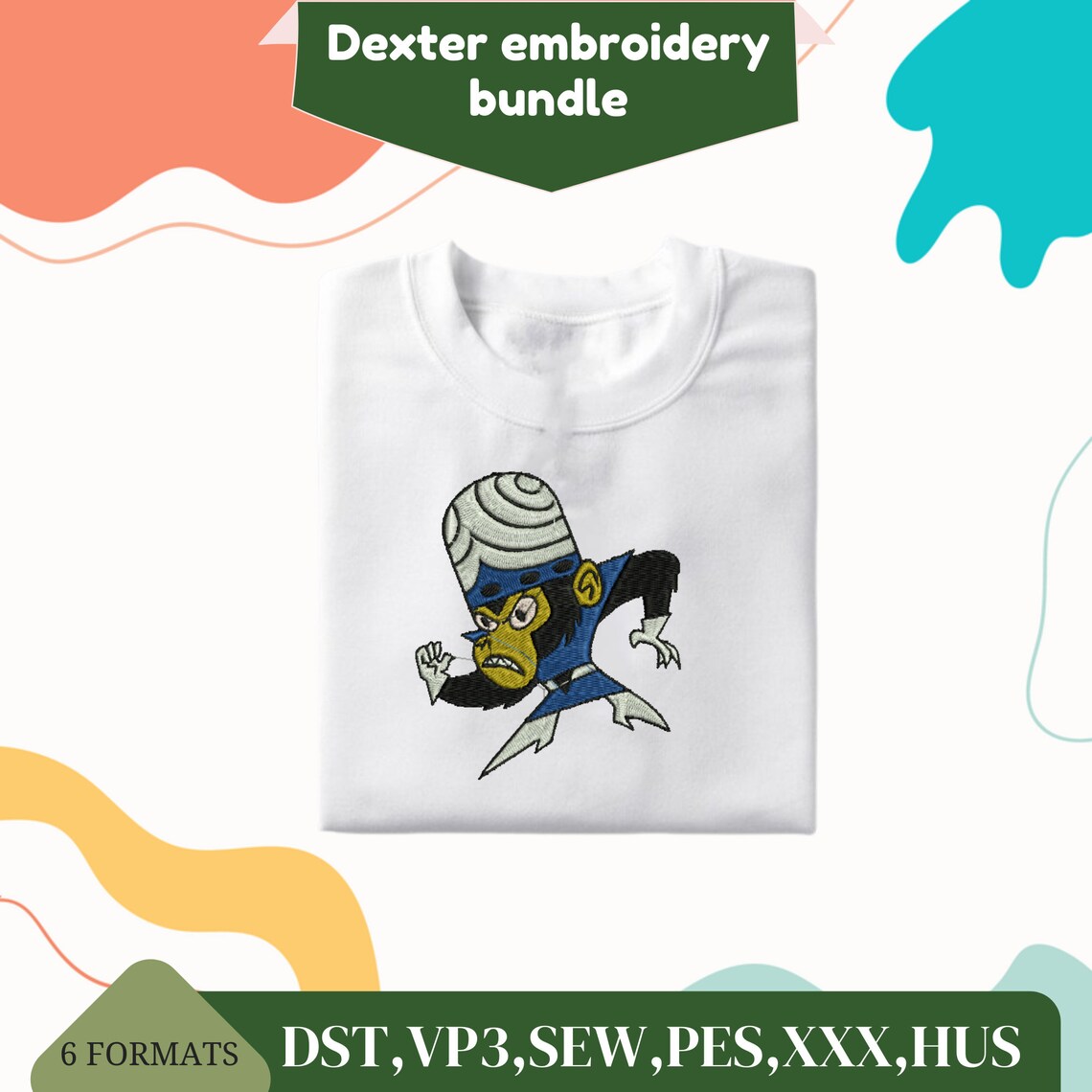 Dexter Embroidery Design, Officially Licensed Dexter's Laboratory, Fan ...