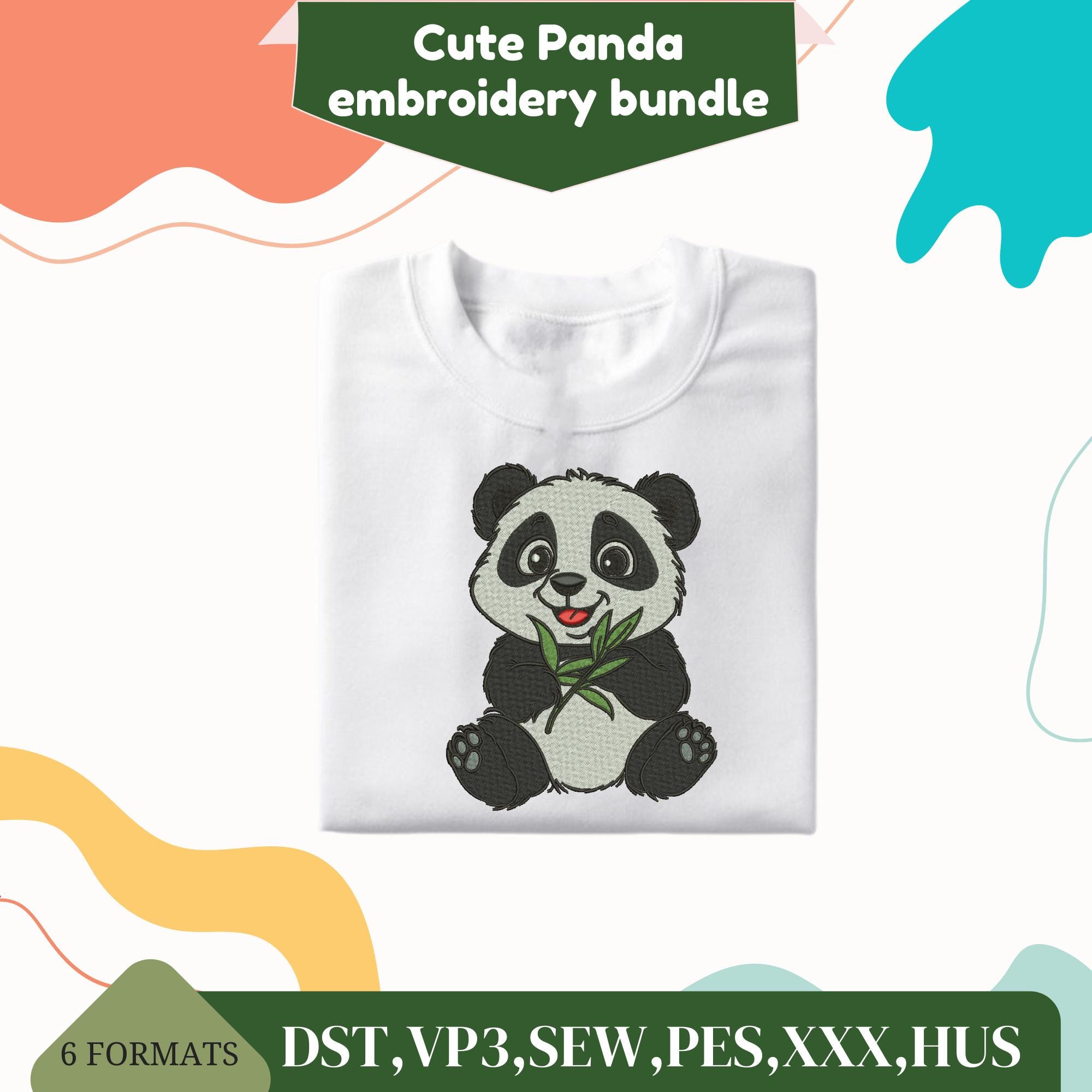 Panda Embroidery Designs, Cute Panda Embroidery, Baby Boy Panda ...