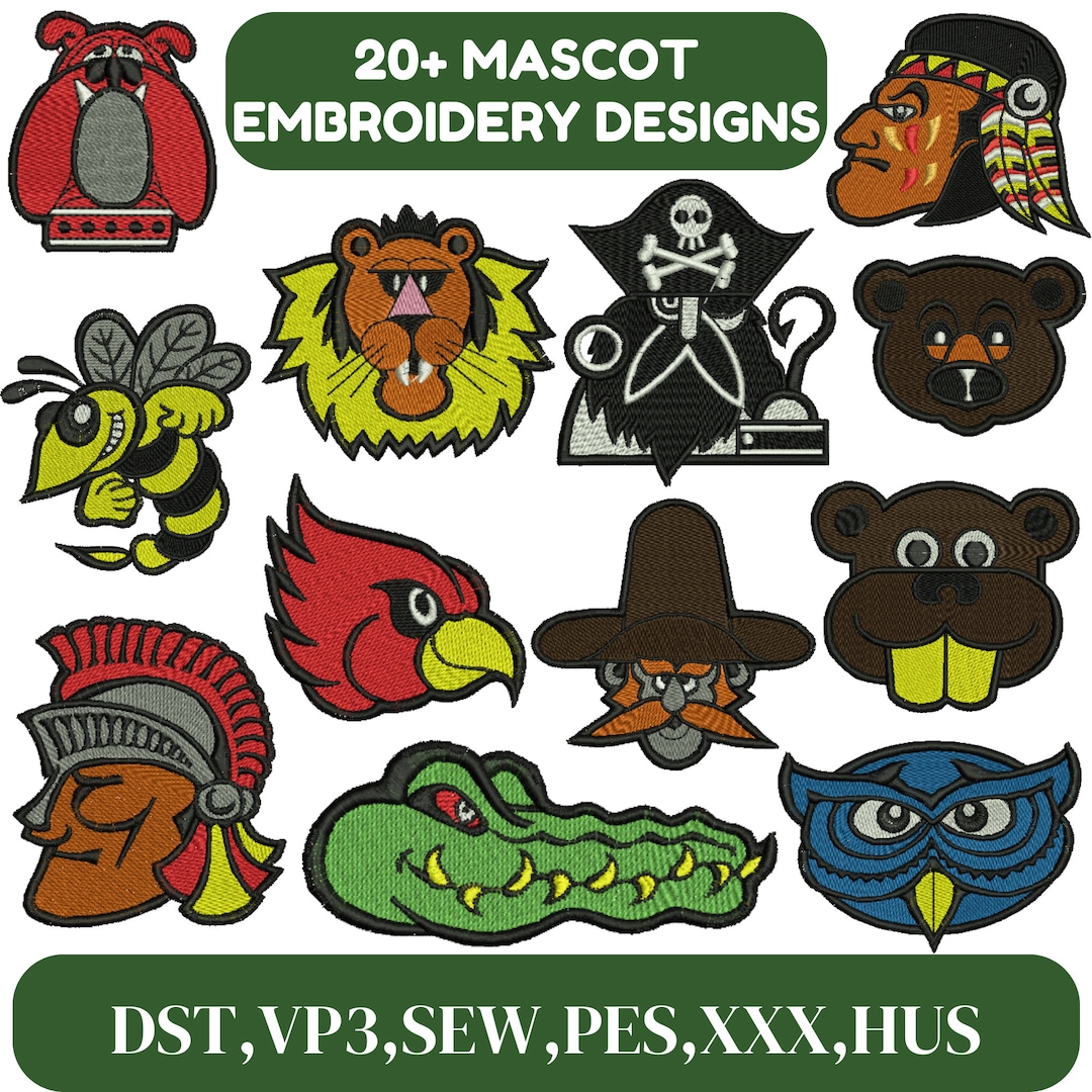 Mascots Embroidery Design, Bee Mascot Embroidery, Bulldog Embroidery ...