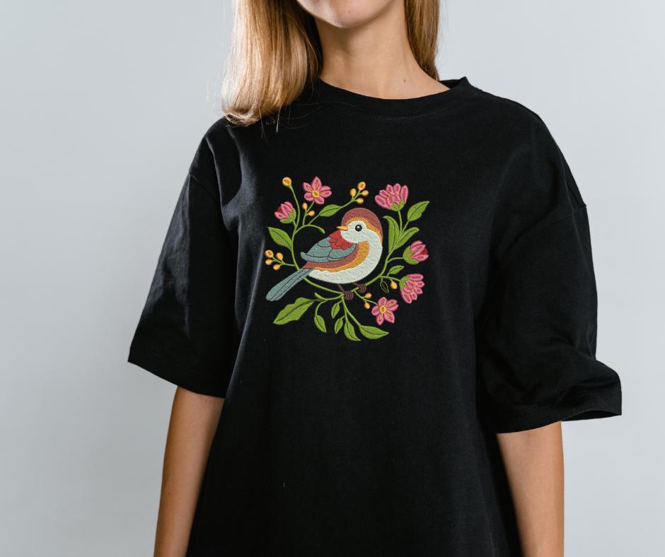 Birds Embroidery Design, Floral Bird Embroidery Design, Bird Embroidery ...