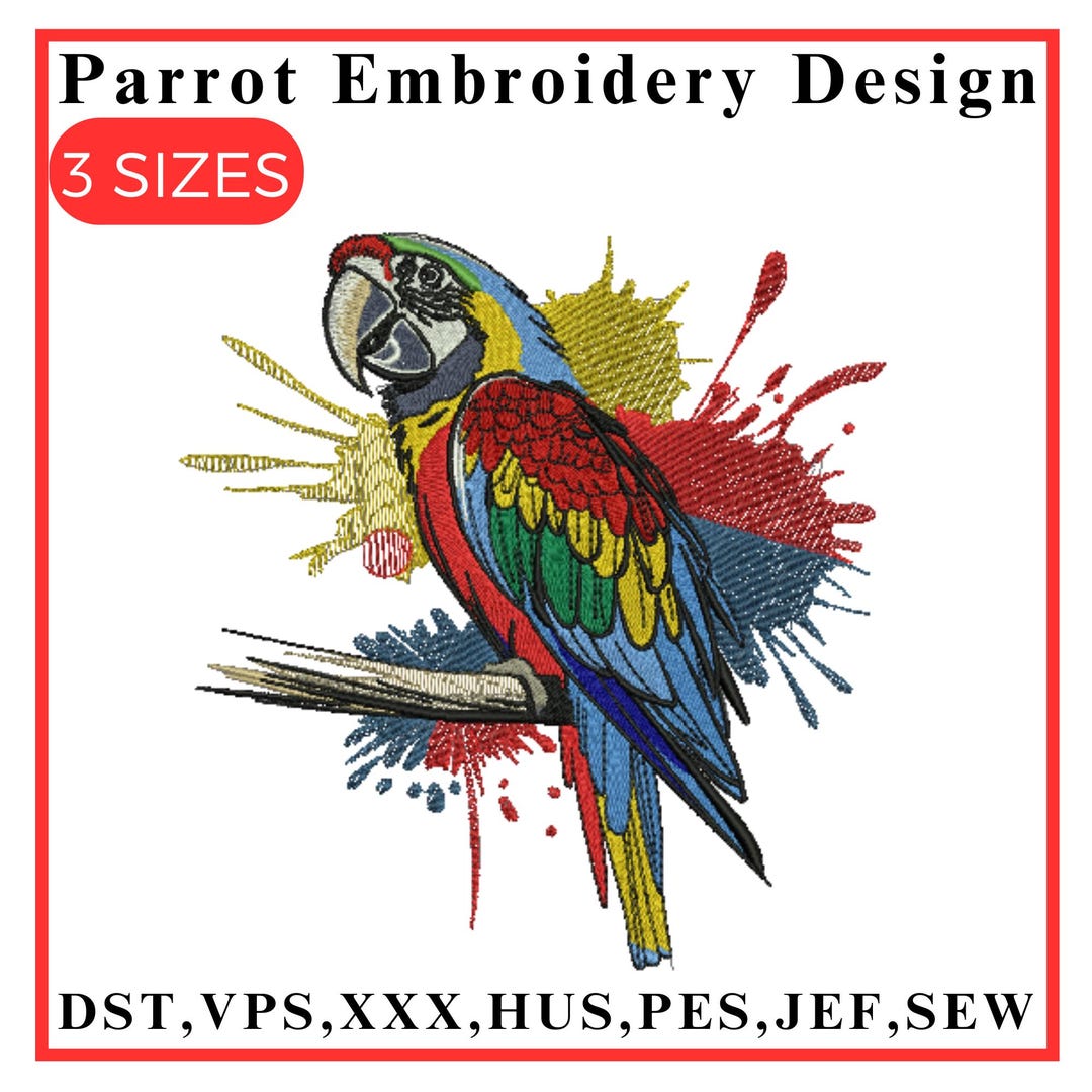 Parrot Embroidery Design, Bird Embroidery, Bird Design Pattern, Love ...