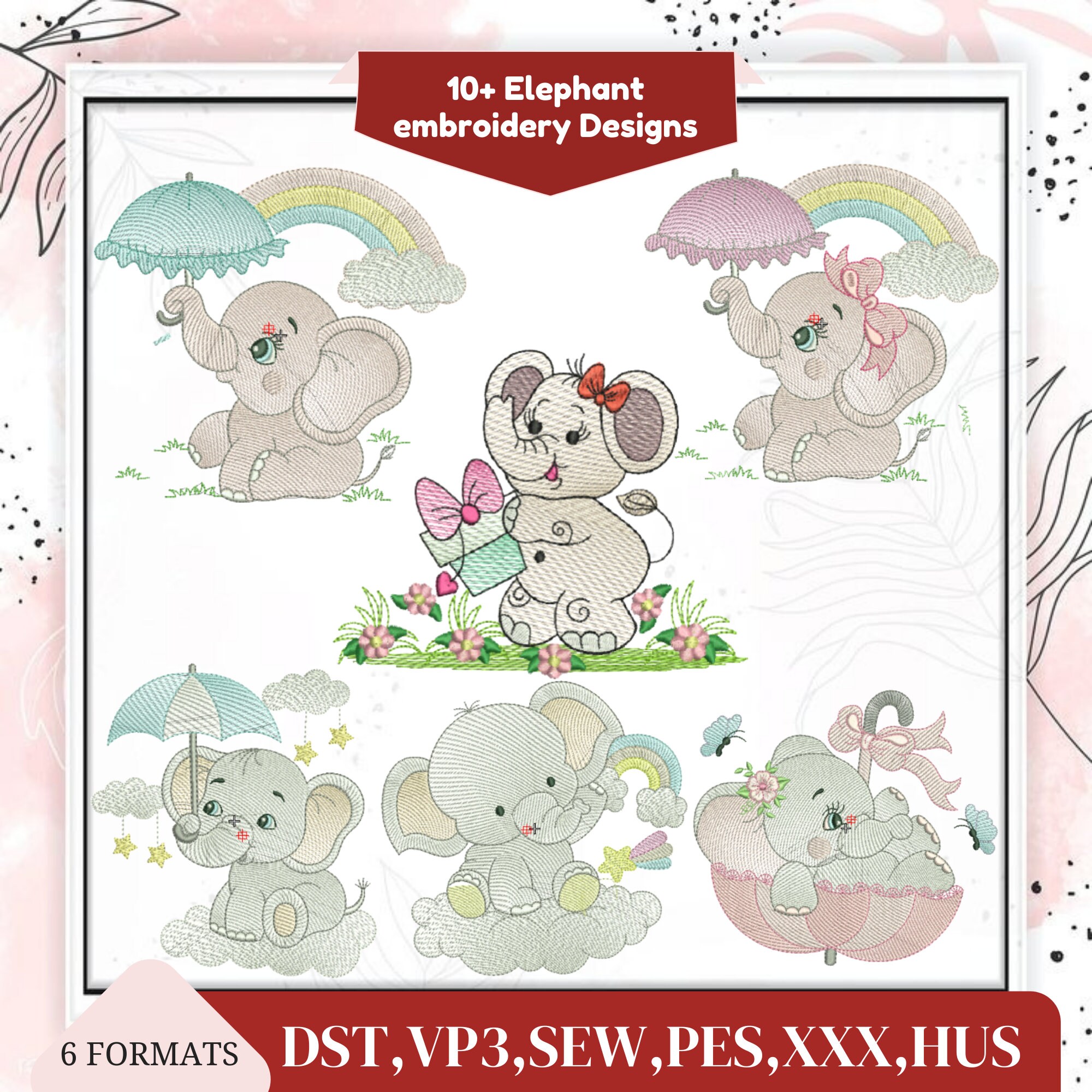 Elephant Embroidery Designs, Embroidery Design Elephant, Baby Elephant ...