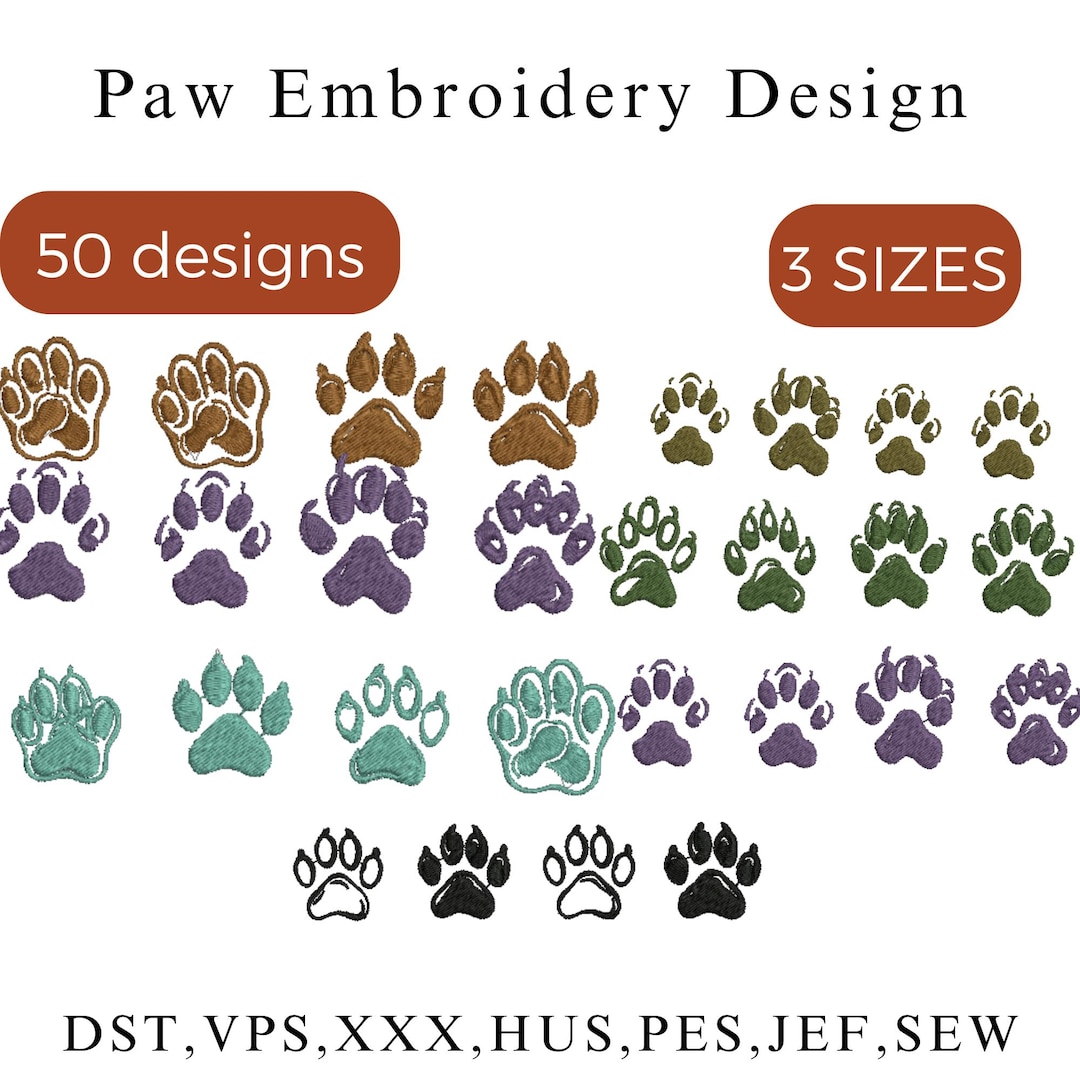 Paw Embroidery Design, Mini Paw Embroidery, Paw Dog Embroidery, Paw ...