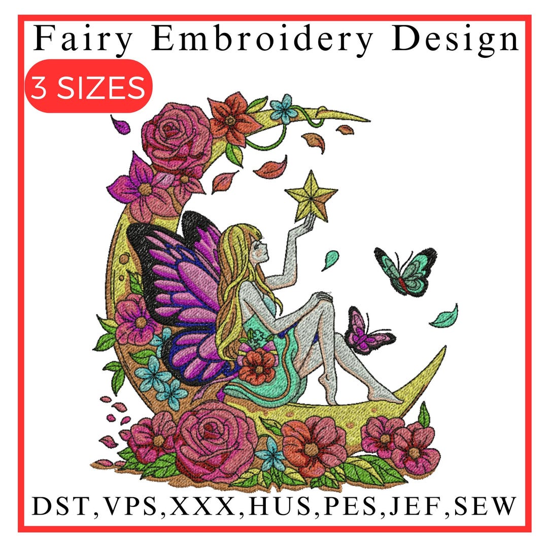 Fairy Embroidery Designs, Magic Fairy Embroidery, Pink Fairy Embroidery ...