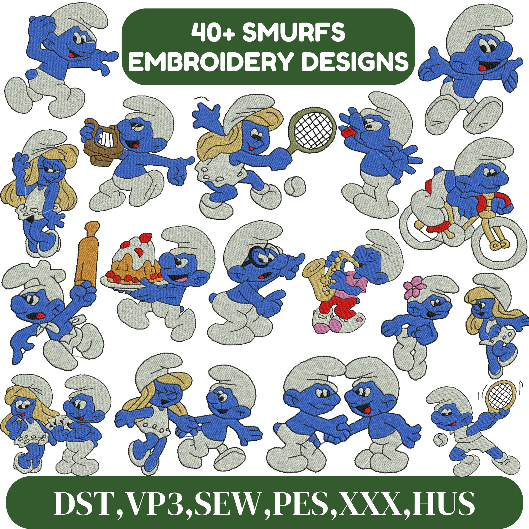 Smurf Embroidery Designs, Smurf Embroidery Pattern, Smurf Embroidery ...