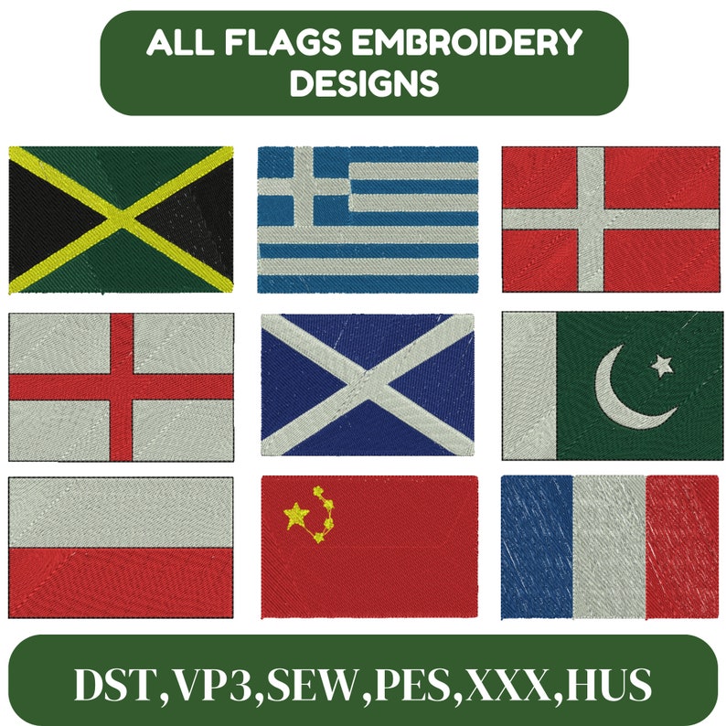 Flags Embroidery Design, World Flags Embroidery, Flags of the World ...