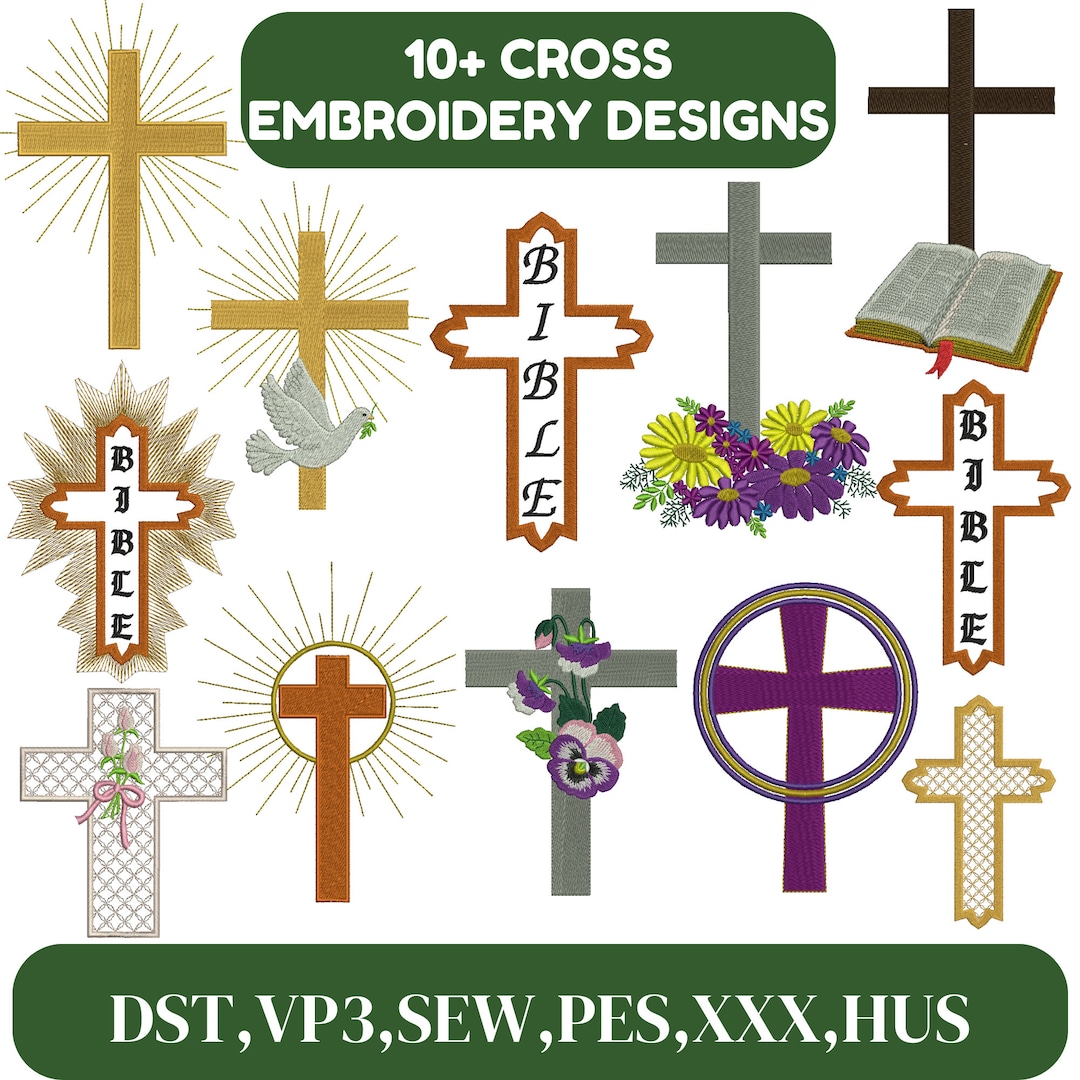 Cross Embroidery Designs, Christian Embroidery, Religious Symbol ...