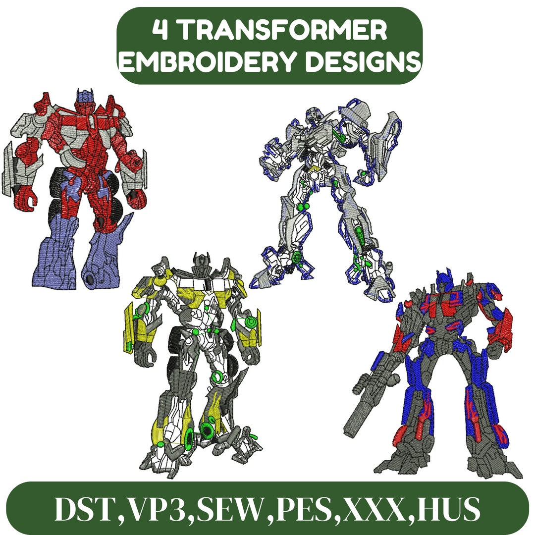 Transformer Embroidery Designs, Robot Embroidery, Yellow Fighting Robot ...