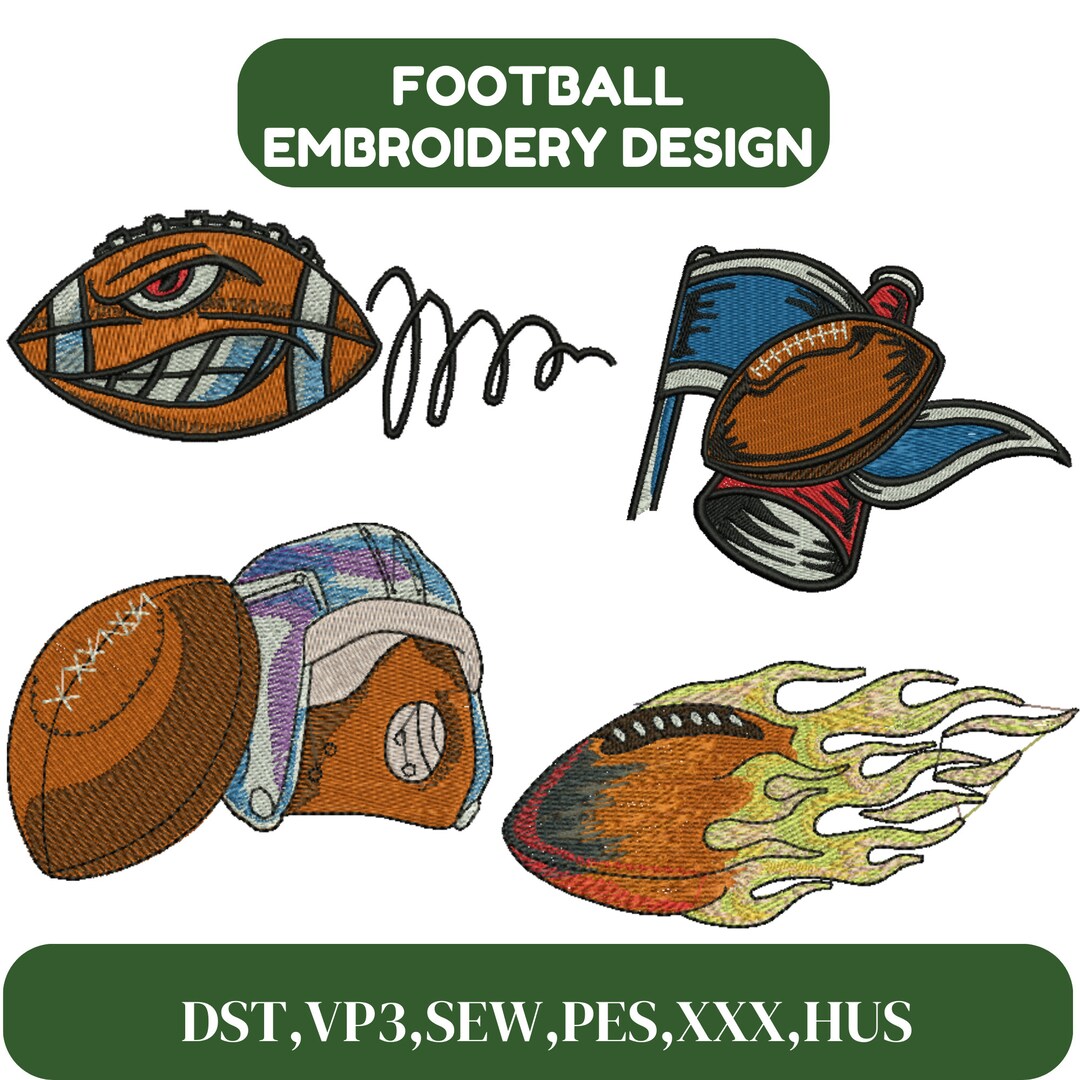 Football Embroidery Design, Mini Football Design, Football Filled ...