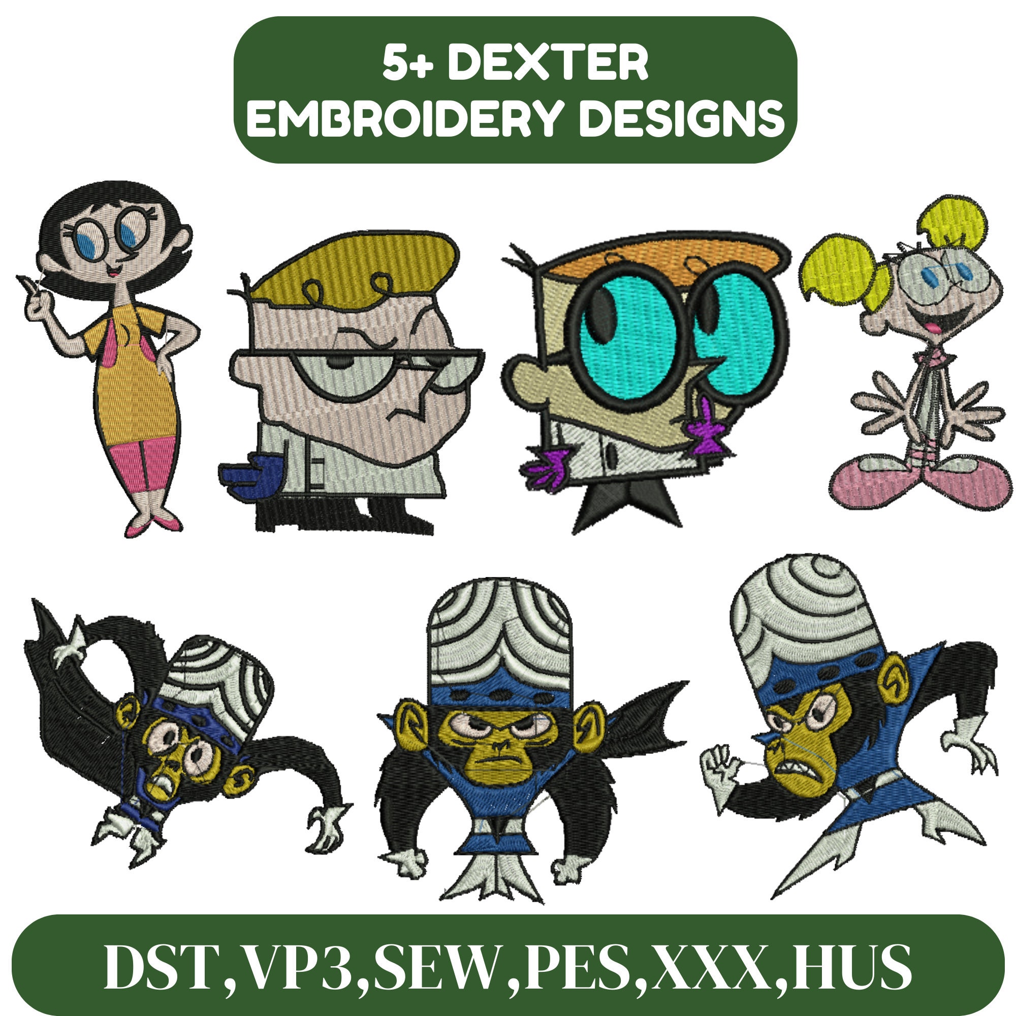 Dexter Embroidery Design, Officially Licensed Dexter's Laboratory, Fan ...