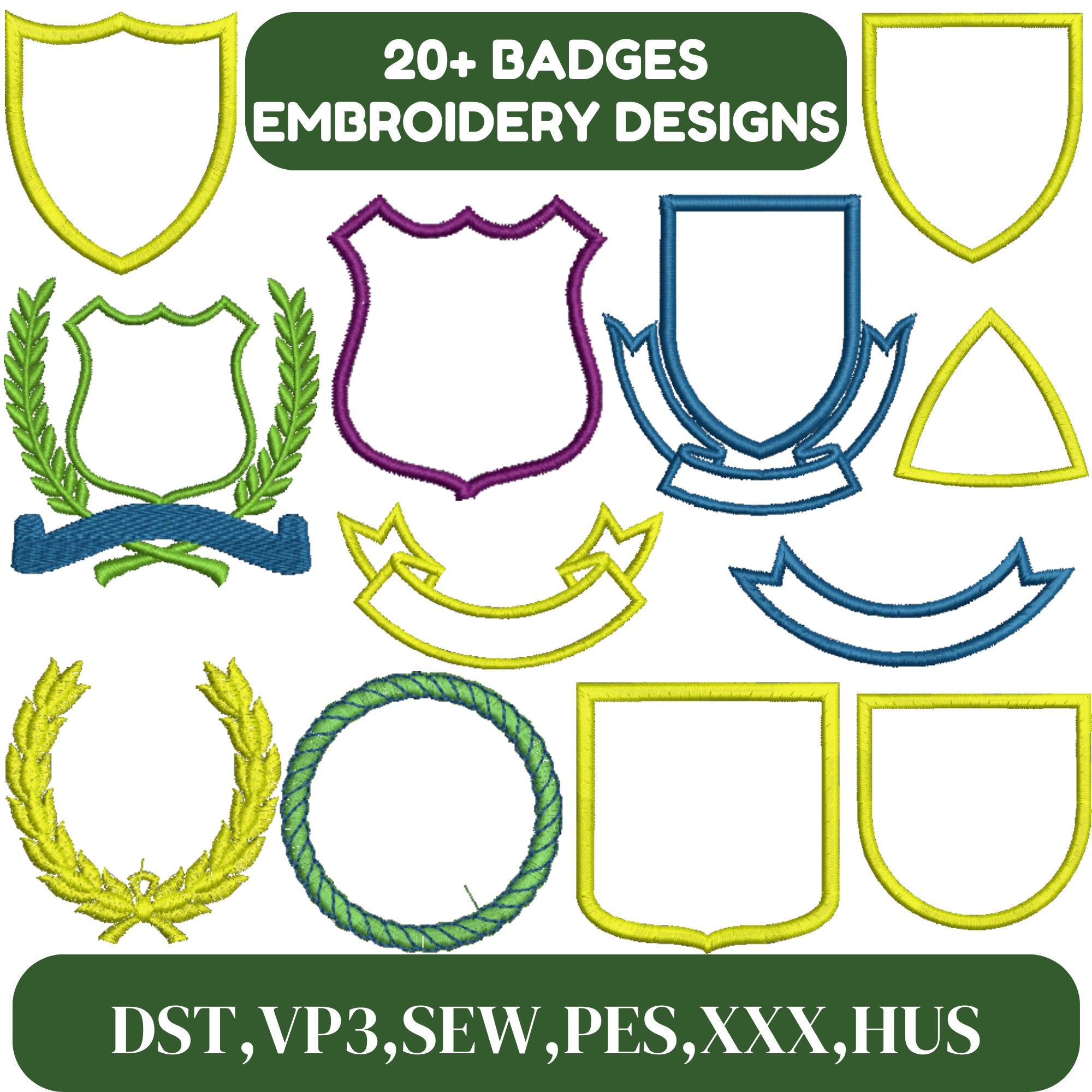Badge Embroidery Designs, Elements Embroidery, Shield Heraldic Frame ...