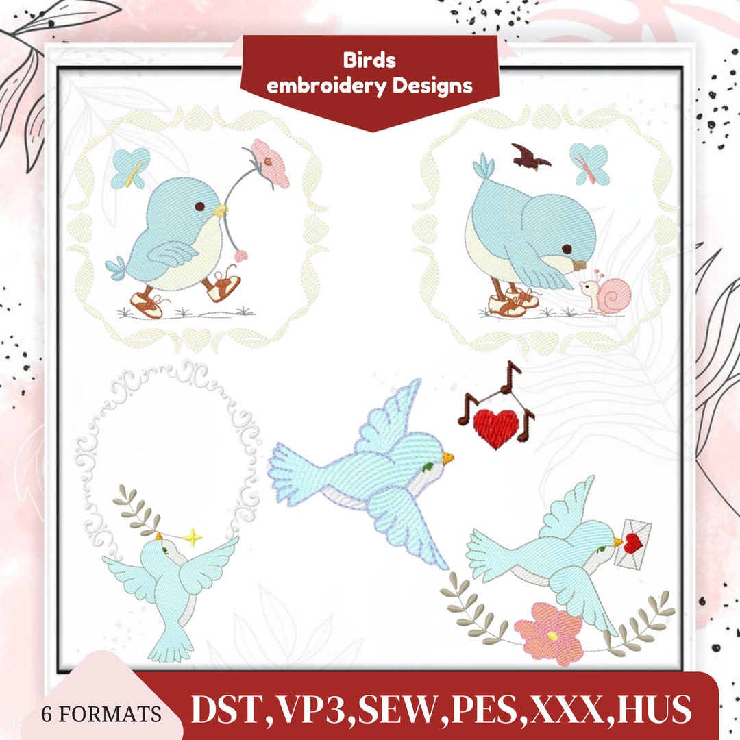 Bird Embroidery Design, Blue Bird Embroidery, Baby Girl Embroidery ...