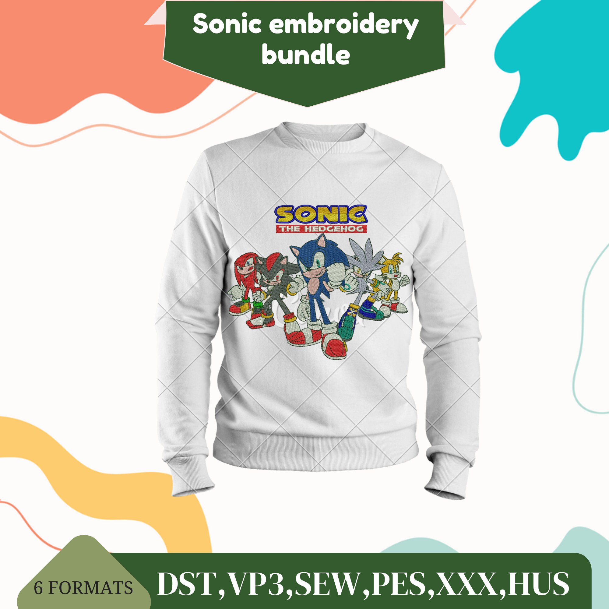 Sonic Embroidery Design Sega Embroidery Pattern Hedgehog Embroidery ...