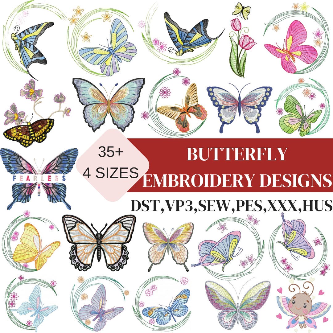 Butterfly Embroidery Design, Mini Butterfly Embroidery, Butterfly ...