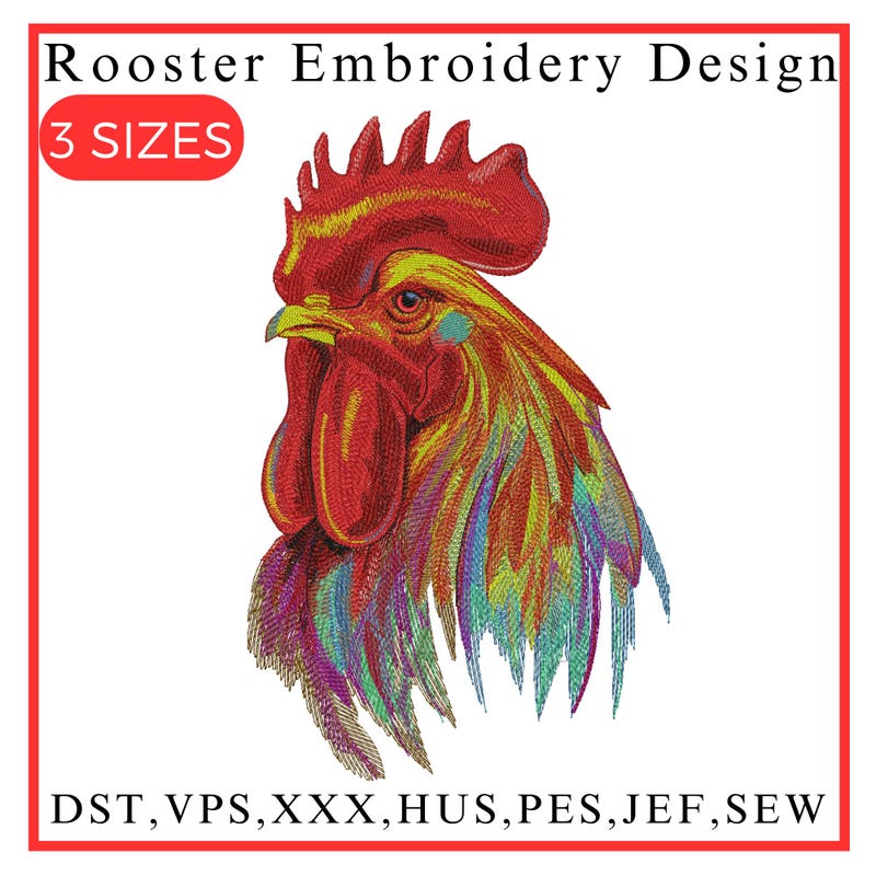 Rooster Embroidery - Etsy
