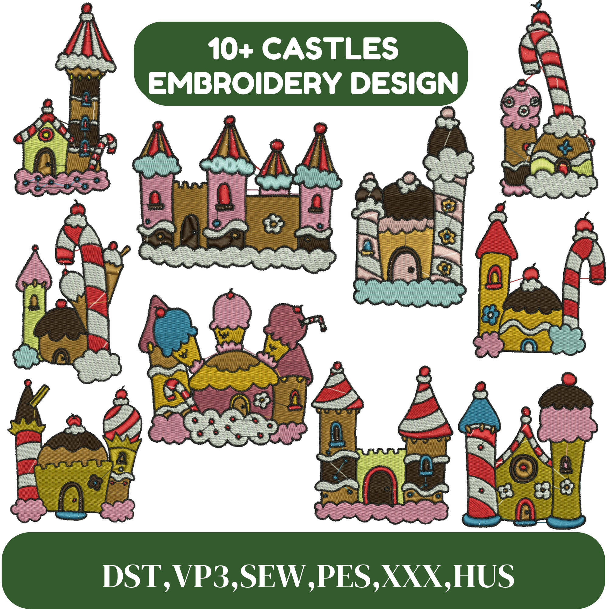 Castle Embroidery Designs, Prince Palace Embroidery, Princess ...