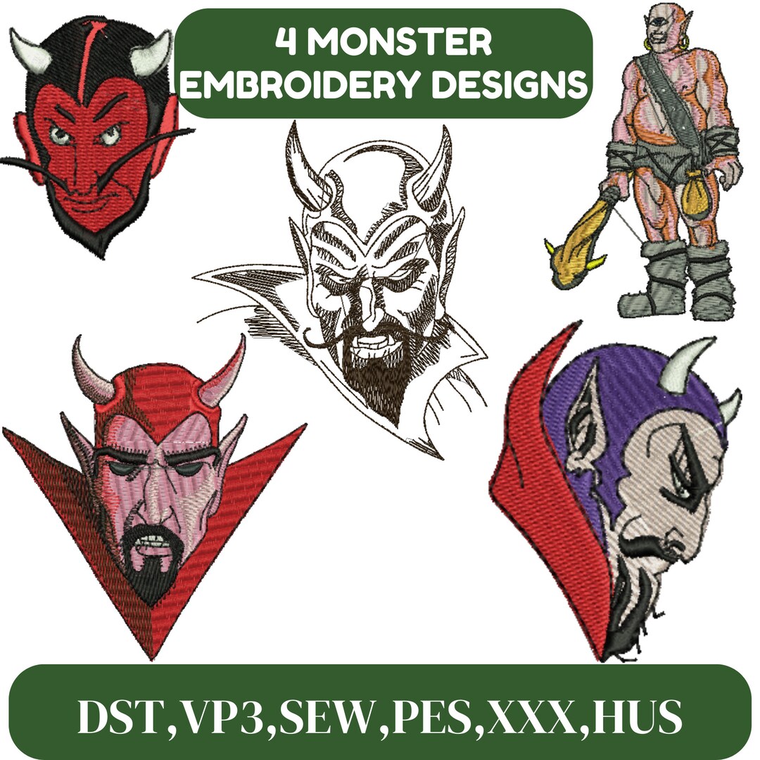 Monster Embroidery Designs, Halloween Embroidery, Monster Embroidery ...