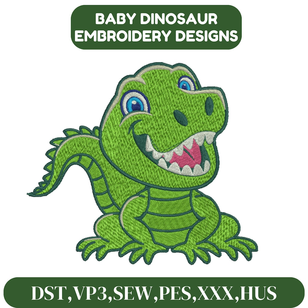 Dinosaur Embroidery Design, T-rex Embroidery Design, Baby Dinosaur ...