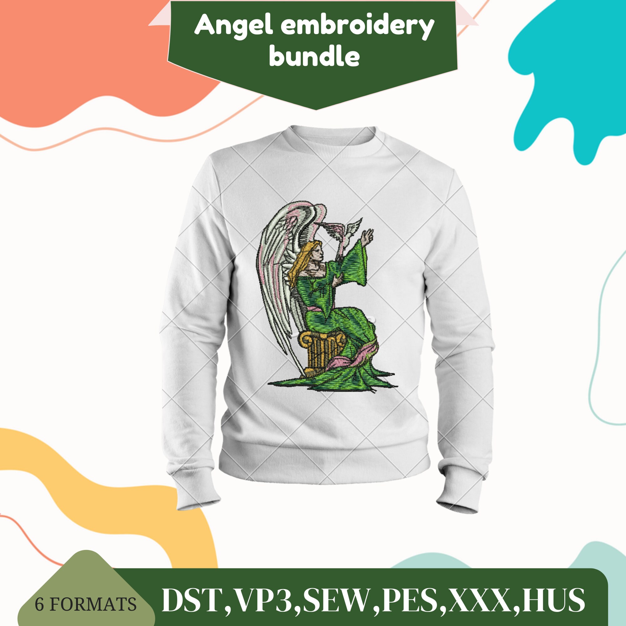 Angel Embroidery Designs, Cute Angels Embroidery, Angel Wings ...