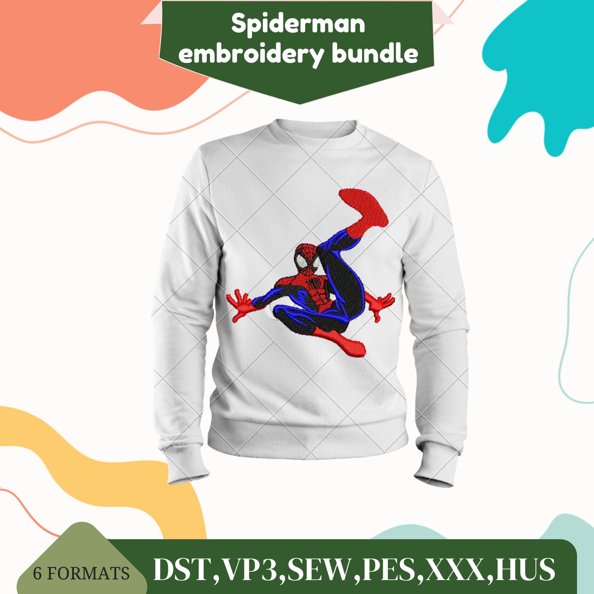 Spiderman Embroidery Design, Superhero Embroidery Design, Spider Design ...