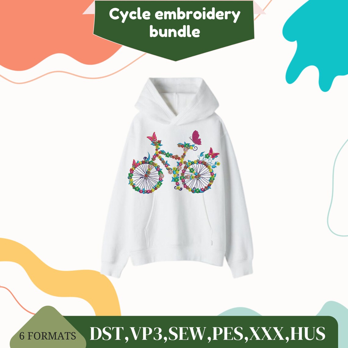 Bicycle Embroidery Design, Cycle Embroidery, Embroidery Designs Bicycle ...
