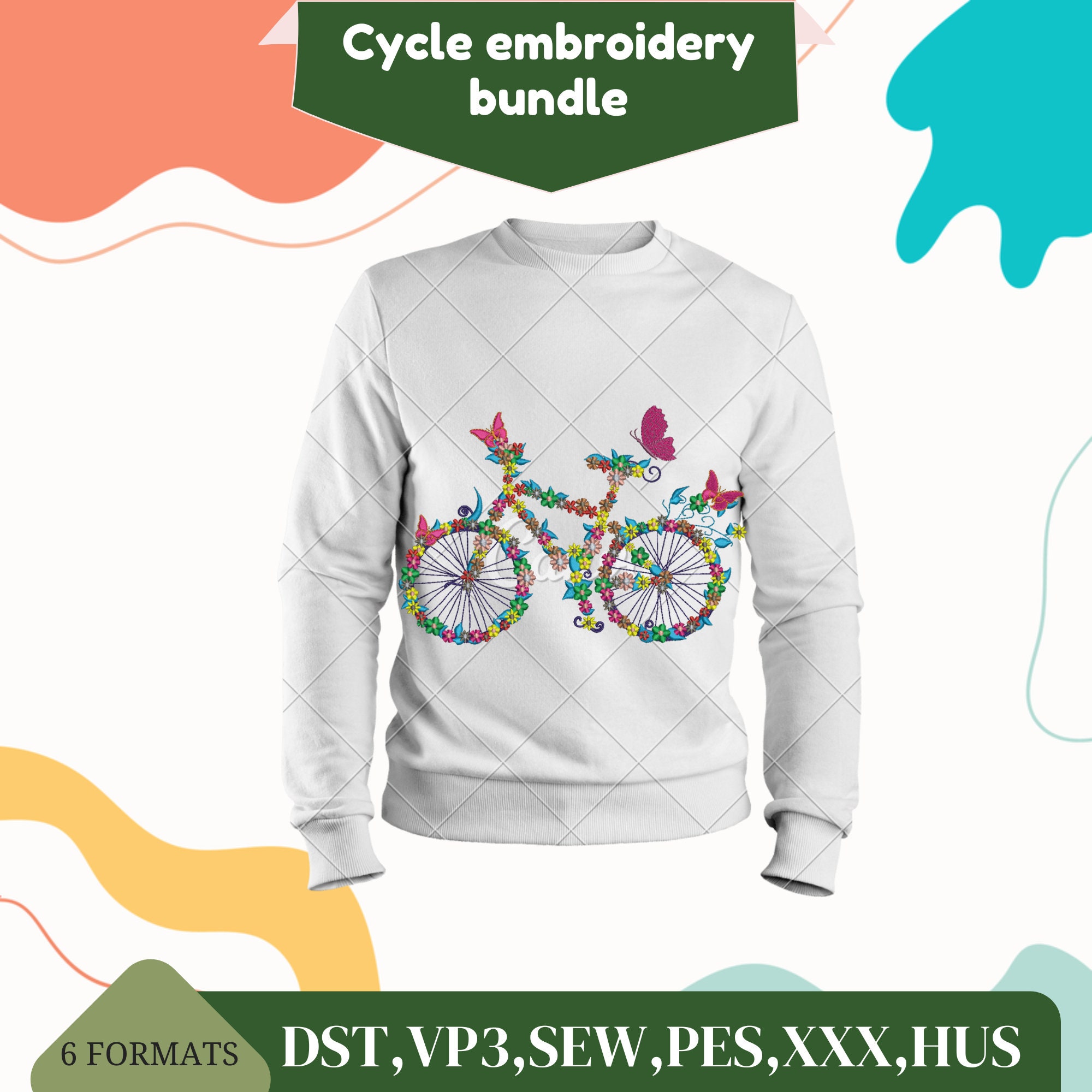 Bicycle Embroidery Design, Cycle Embroidery, Embroidery Designs Bicycle ...