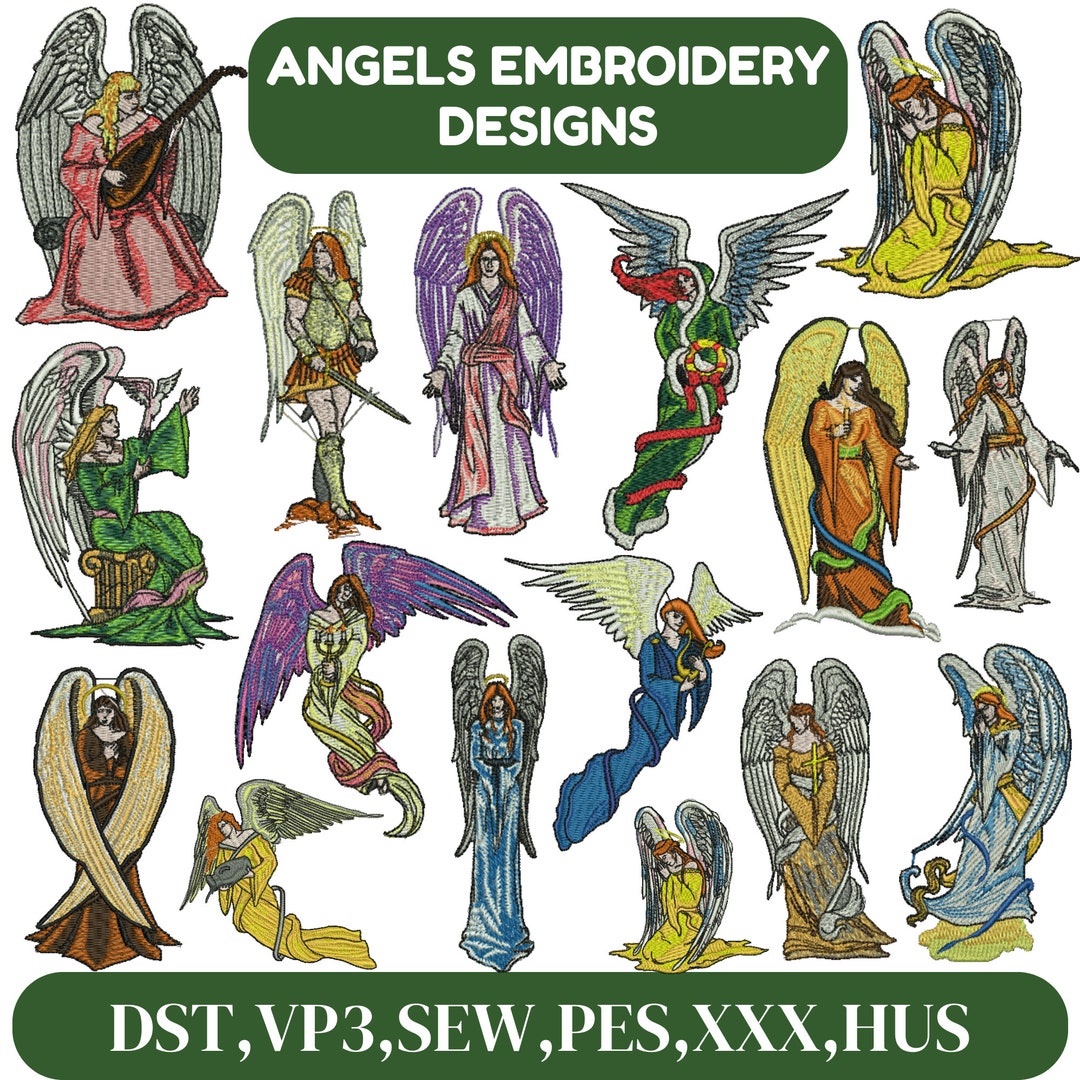 Angel Embroidery Designs, Cute Angels Embroidery, Angel Wings ...