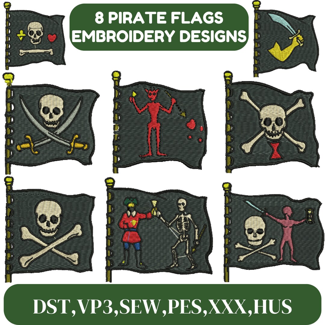 Flags Embroidery Designs, Pirate Flag Embroidery, World Flags ...