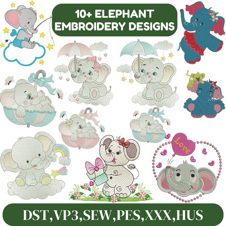 Elephant Embroidery Designs, Embroidery Design Elephant, Baby Elephant ...