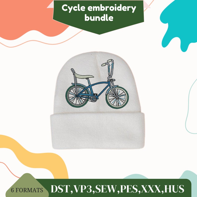 Bicycle Embroidery Design, Cycle Embroidery, Bike Embroidery ...