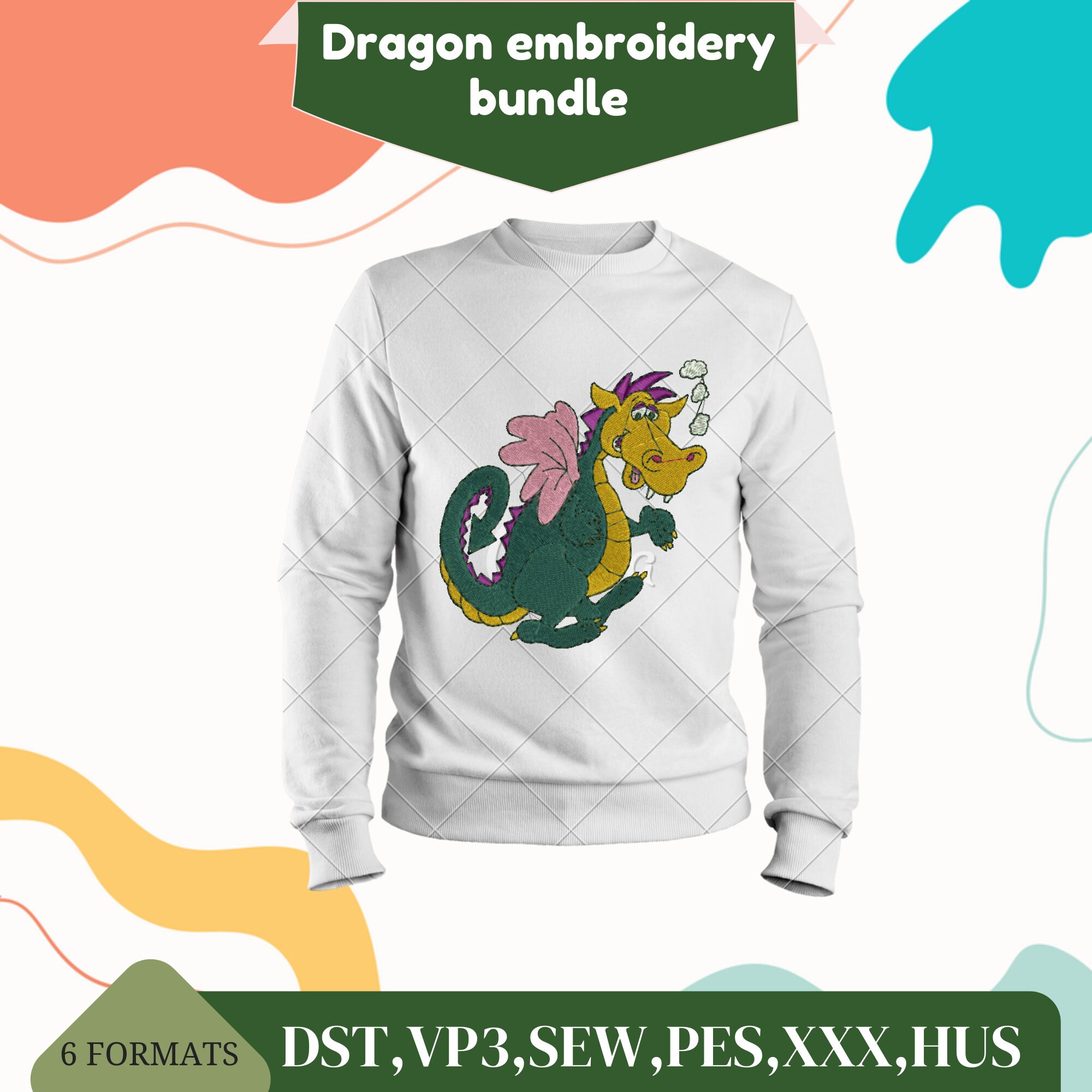 Dragon Embroidery Design, Black Dragon Design, Mini Dragon Design ...