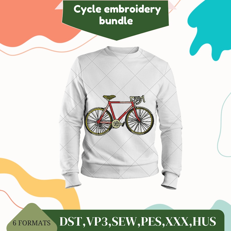 Bicycle Embroidery Design, Cycle Embroidery, Bike Embroidery ...