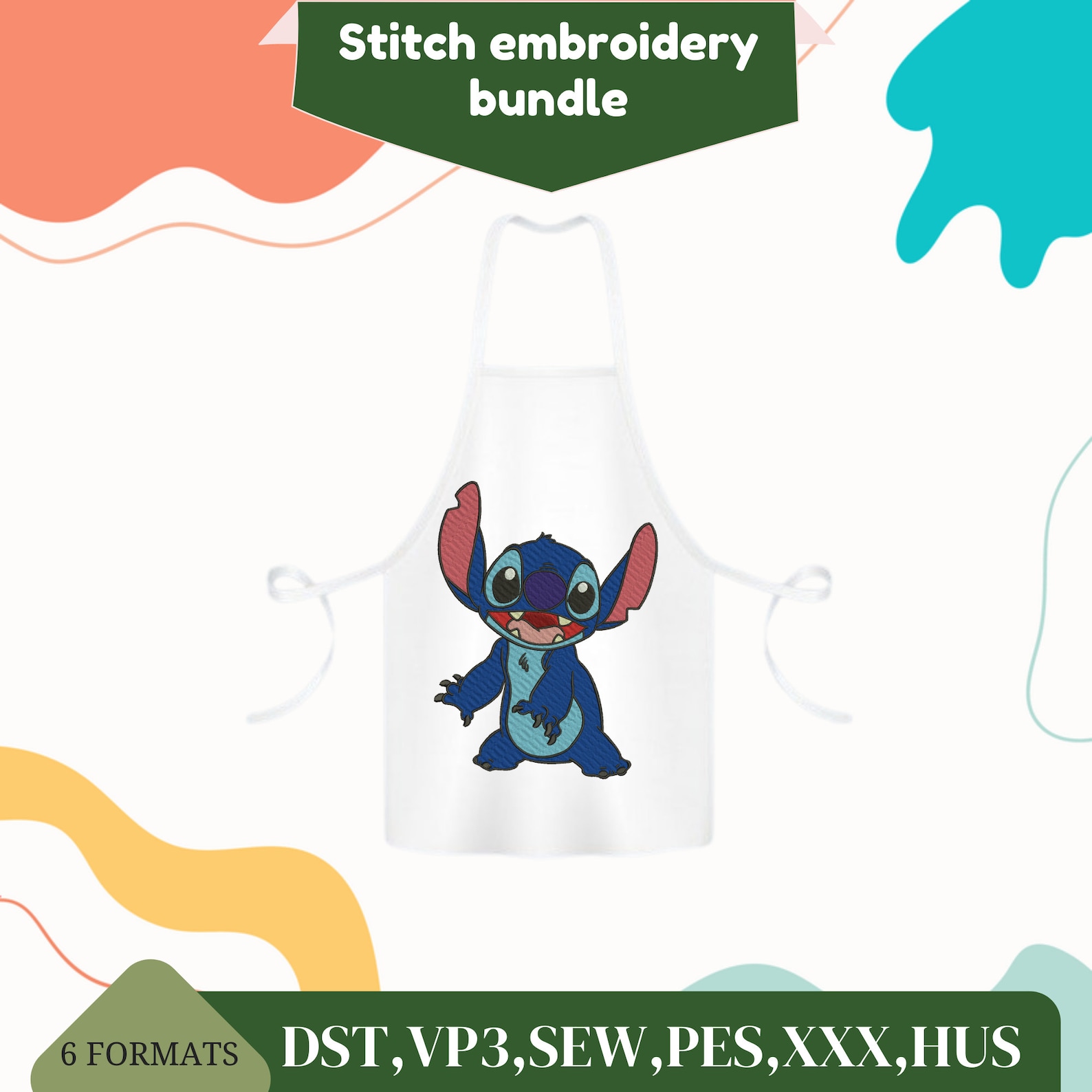 Stitch Embroidery File,cute Blue Stitch Cartoon Embroidery,stitch With ...