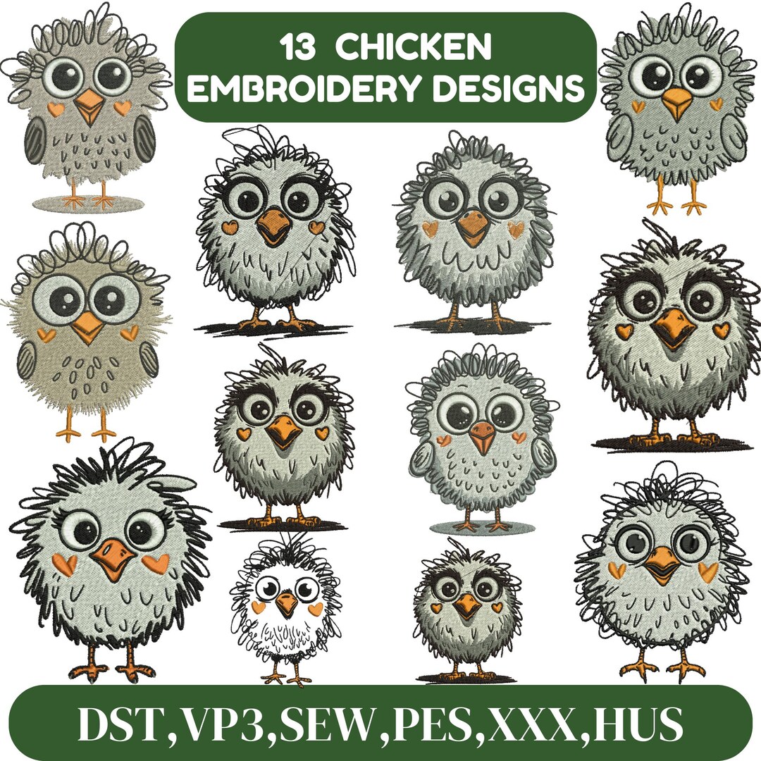 Chicken Embroidery Design, Clever Chicken Embroidery, Funny Crazy ...