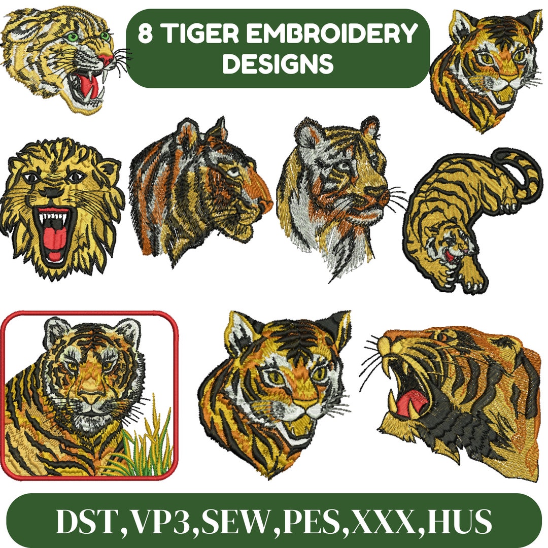 Tiger Embroidery Design, Tiger Face Embroidery, Safari Embroidery ...