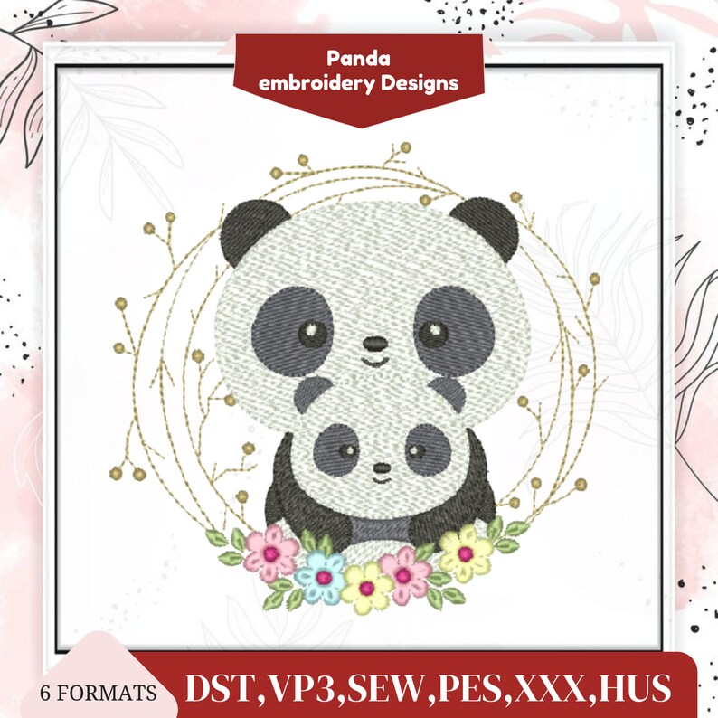 Panda Embroidery Design, Cute Panda Embroidery, Embroidery Design Panda ...