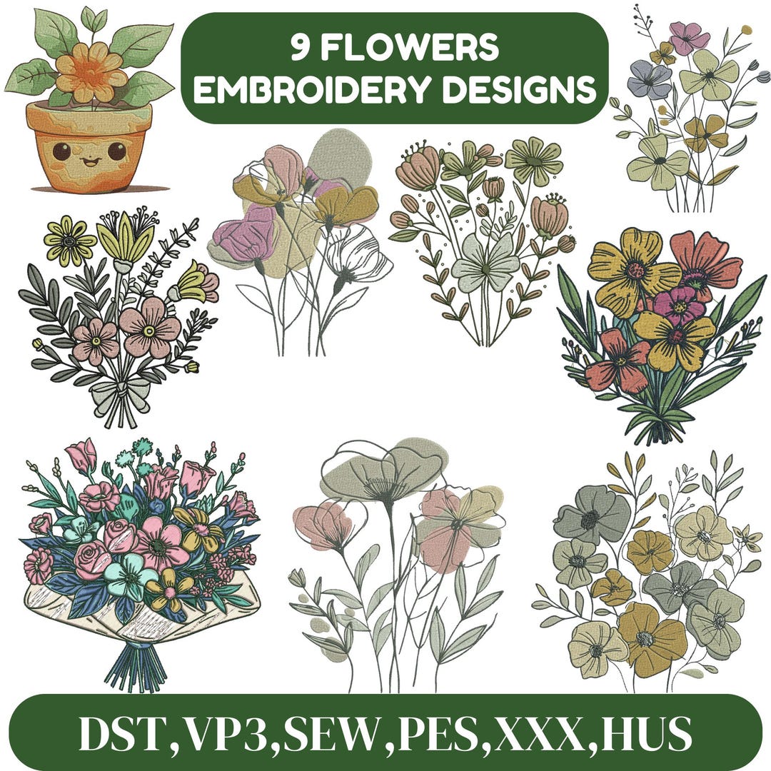 Flowers Embroidery Designs, Simple Flowers Embroidery Designs, Floral ...