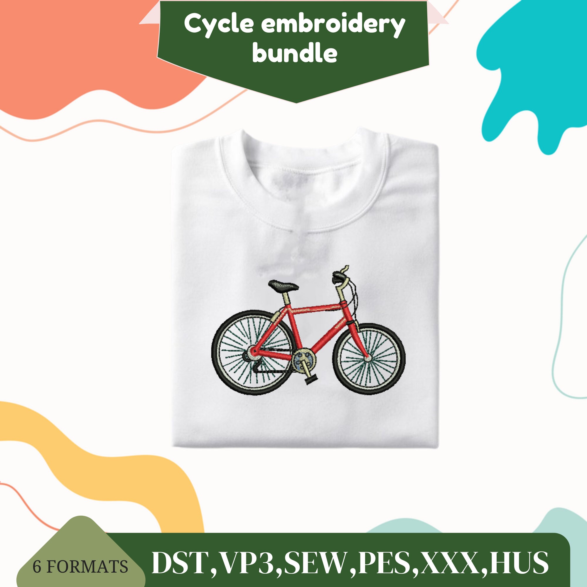 Bicycle Embroidery Design, Cycle Embroidery, Bike Embroidery ...