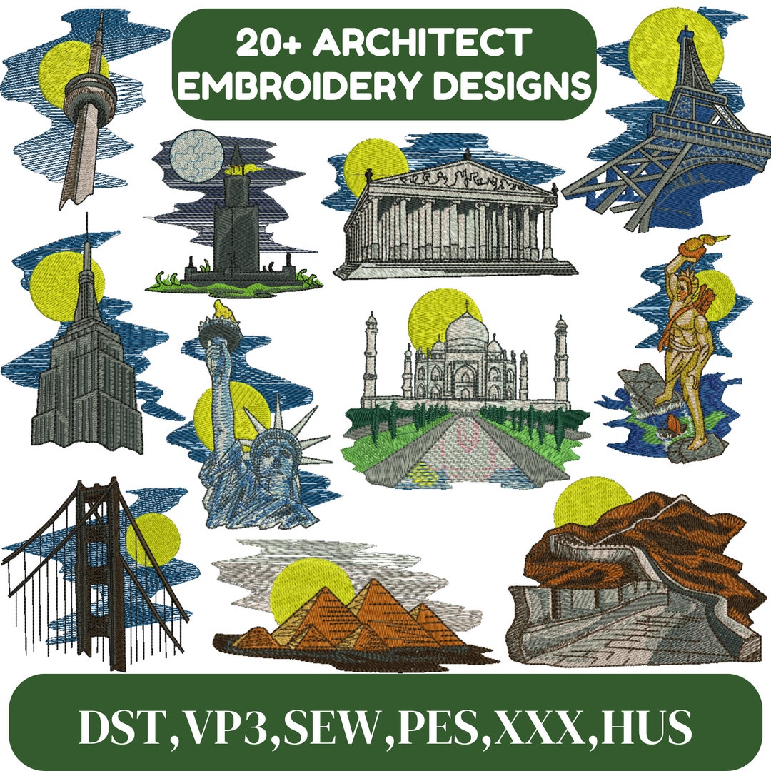 City Embroidery Designs, Historical Landmark Embroidery, Building ...