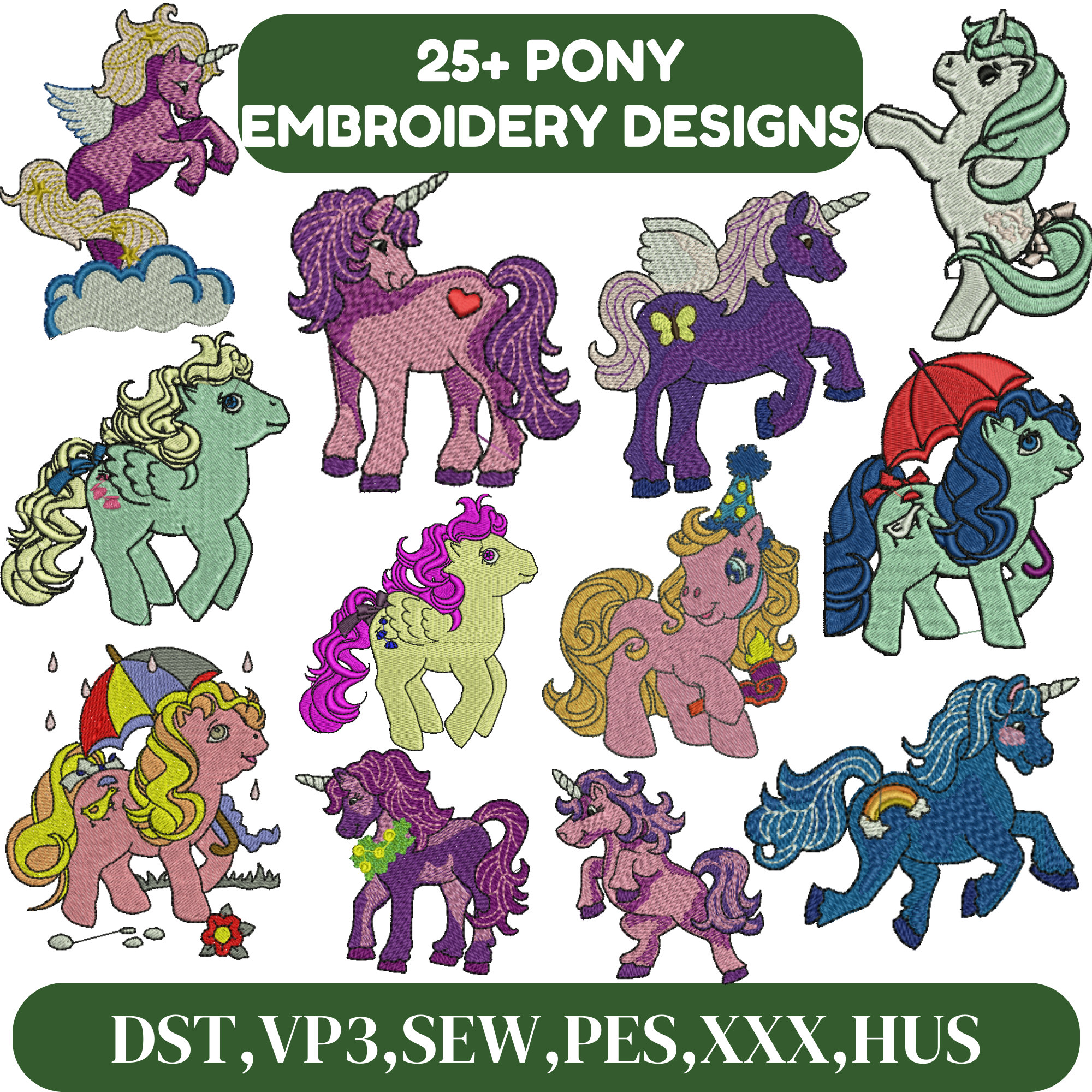 Pony Embroidery Design, Pony Girl Embroidery, Horse Embroidery, Baby ...