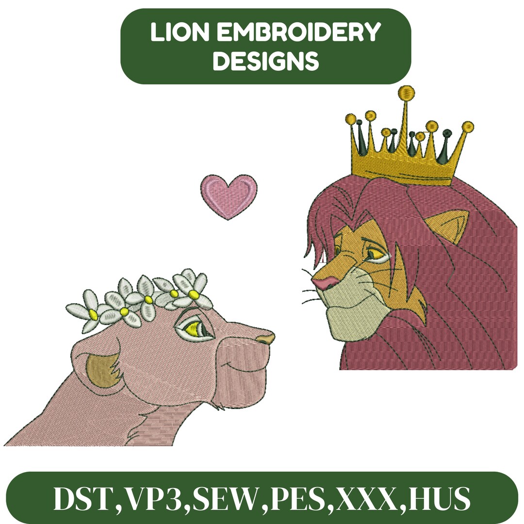 Lion Embroidery Designs, Safari Embroidery, Zoo Embroidery, Lion King ...
