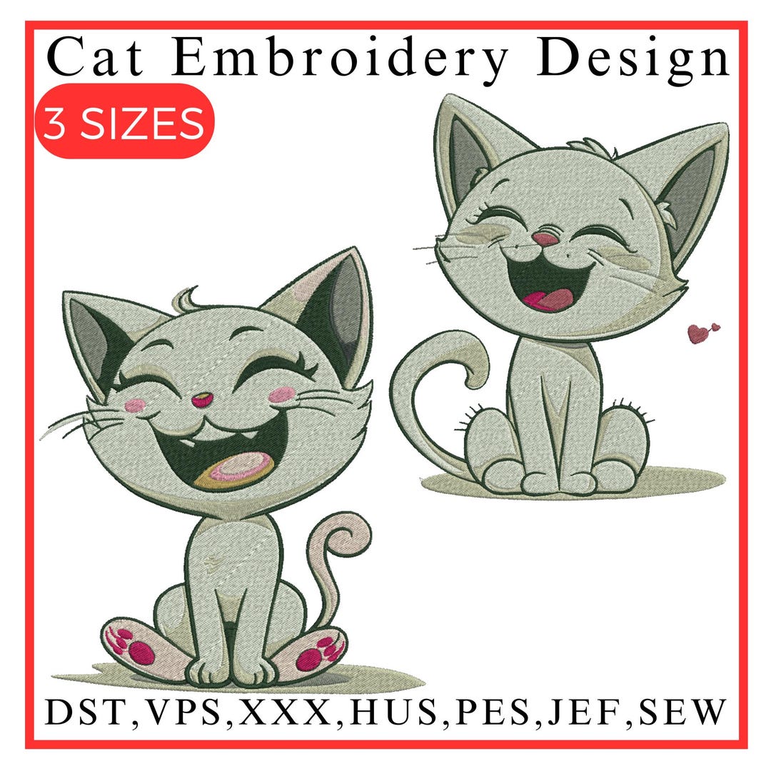 Cat Embroidery Design, Kitten Embroidery, Little Cat Embroidery Design ...