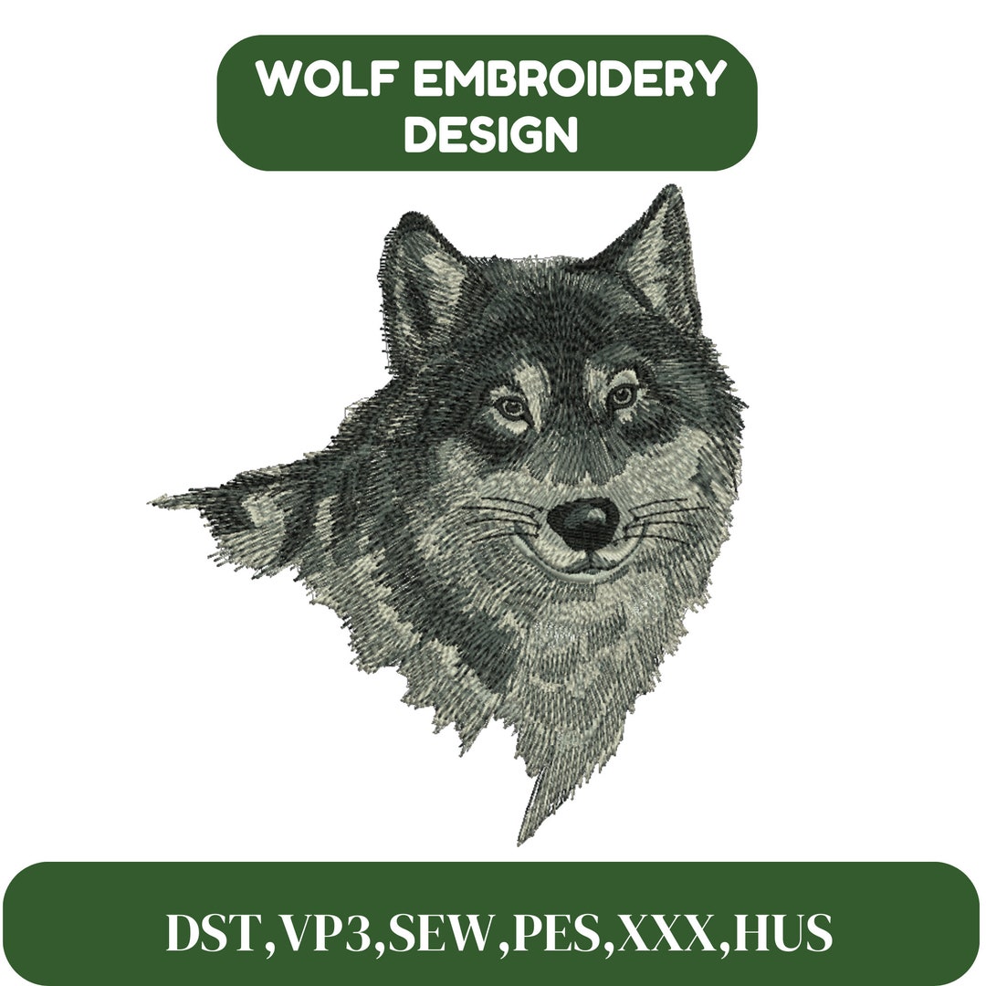 Wolf Embroidery Design, Mystic Wolf Head Embroidery, White Wolf Face ...