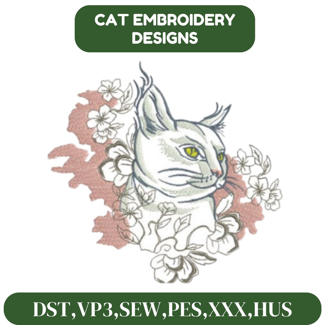 Cats Embroidery Design, Tabby Cat Embroidery, Animal Embroidery, Cute ...