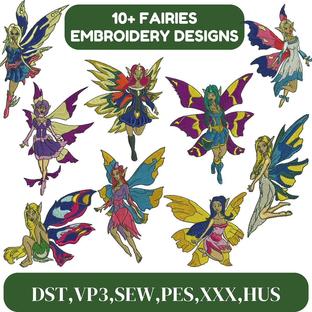Fairy Embroidery Designs, Magic Fairy Embroidery, Pink Fairy Embroidery ...