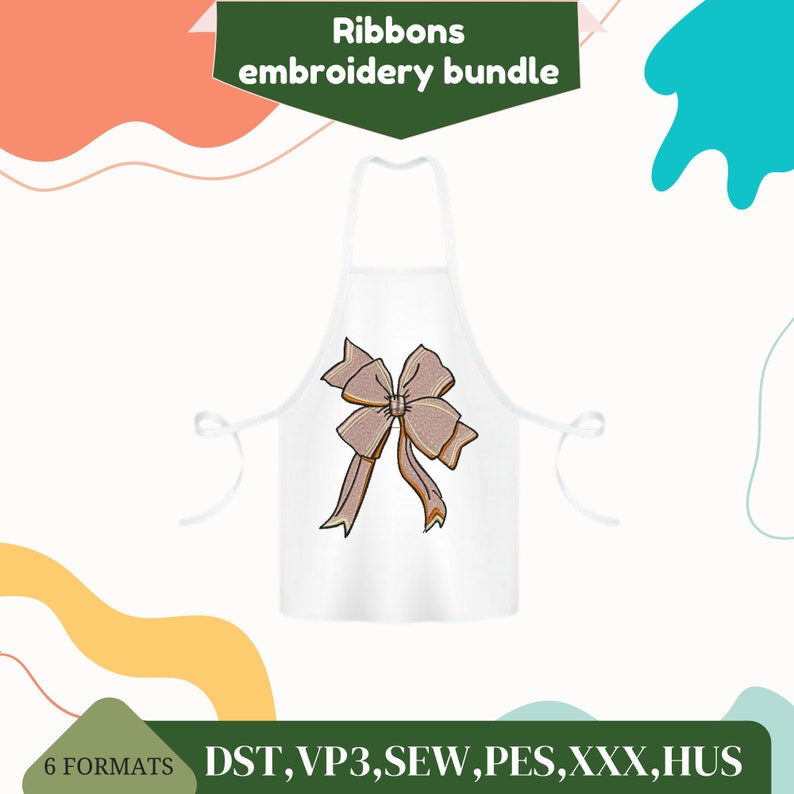 Bow Embroidery Design, Ribbon Embroidery, Satin Stitch Bow Embroidery ...