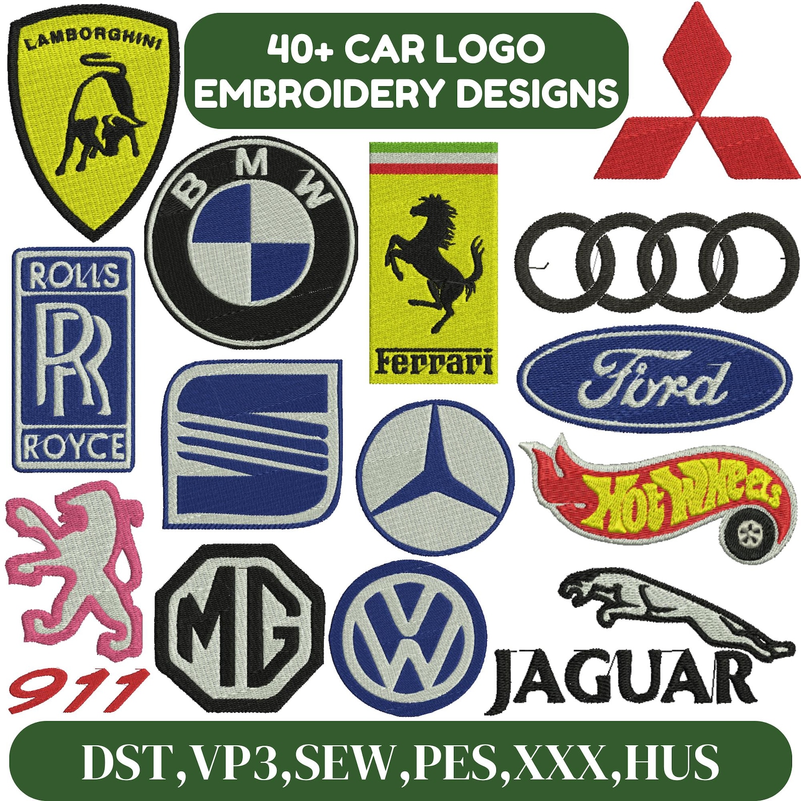 Car Logo Brand Manufacturers Embroidery Designs, Car Embroidery ...
