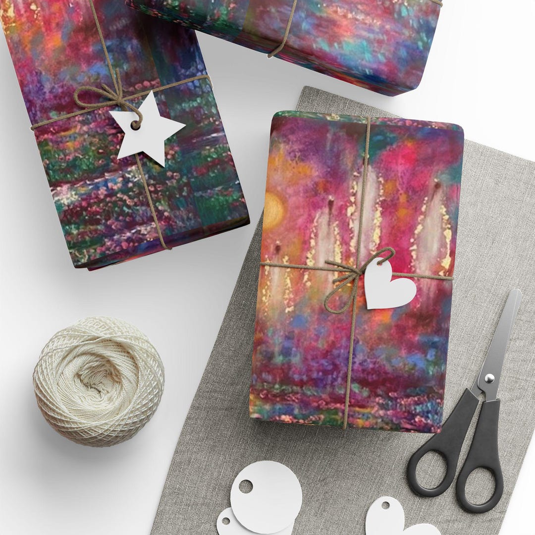 Wrapping Papers Angels Country Gift Wrap Holiday Red Xmas Wrap Angel ...