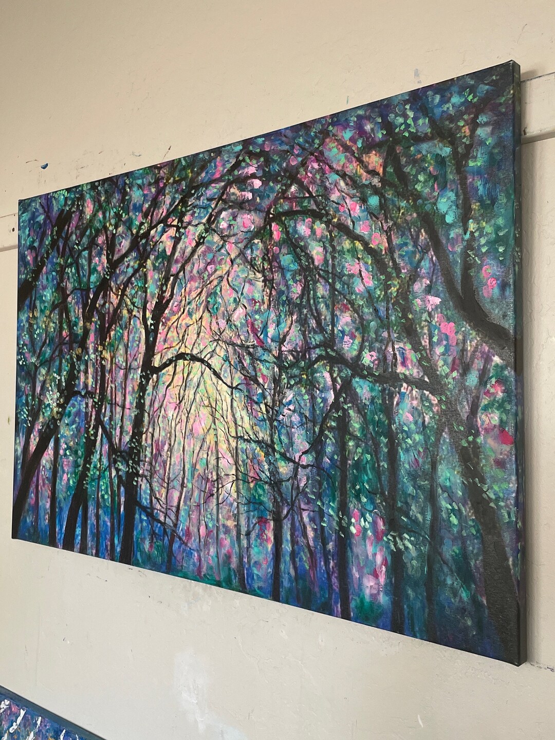 Canvas Print Large Print Tree Art Textured Landscape Hand Detailed Wall ...